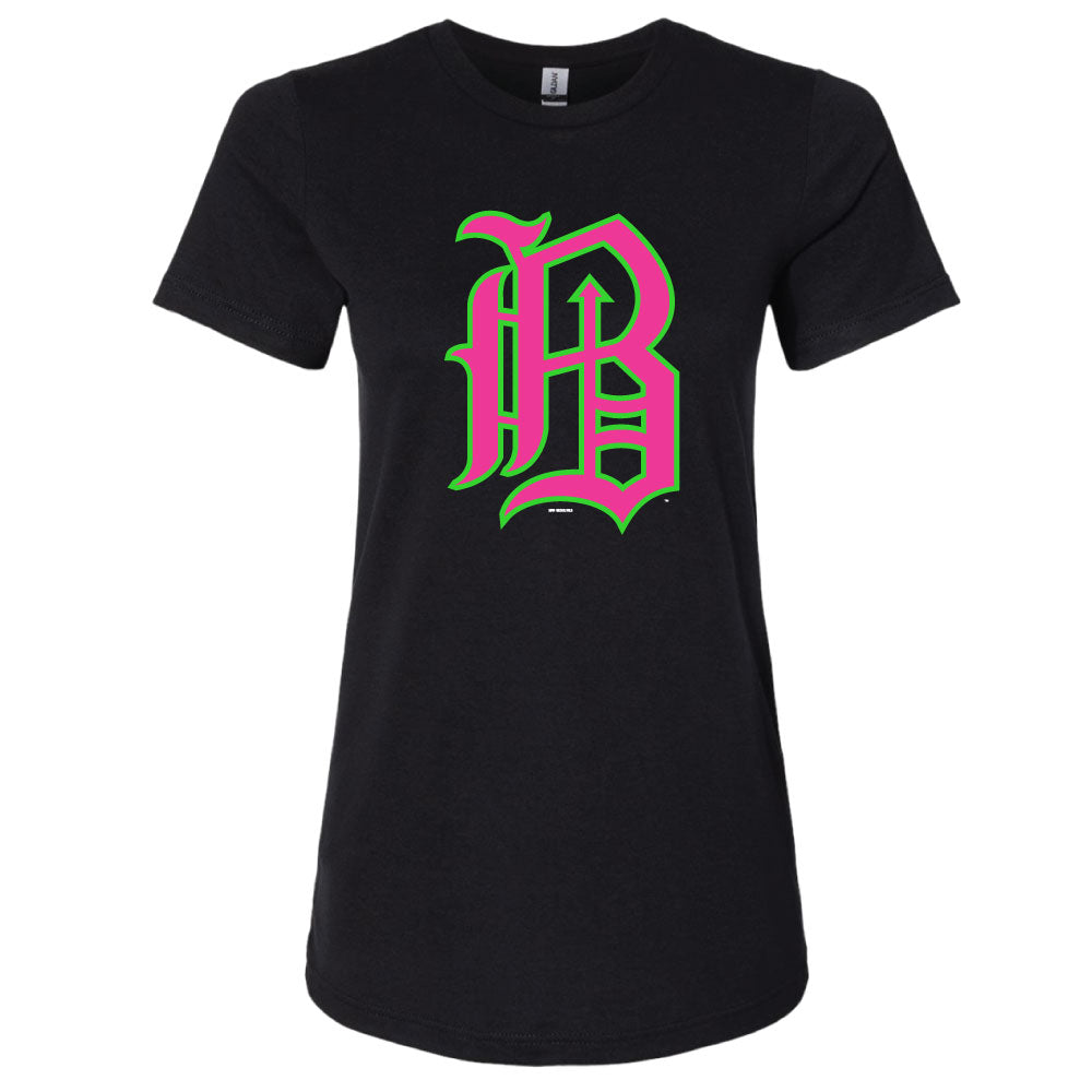 Women's Pink & Green Old English B Tee – Birmingham Barons